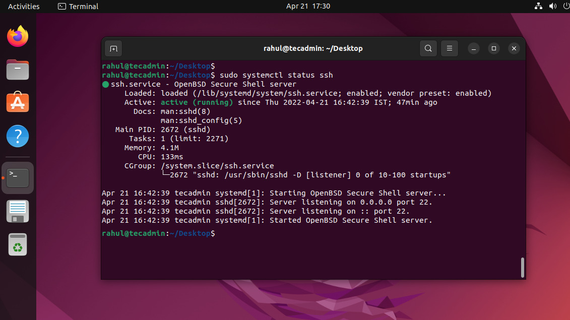 How To Enable Ssh Server On Ubuntu 22 04 Tecadmin Tecnomin