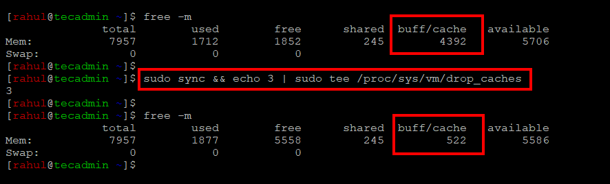 Clear Linux Cache Memory Swap And Buffer TecAdmin